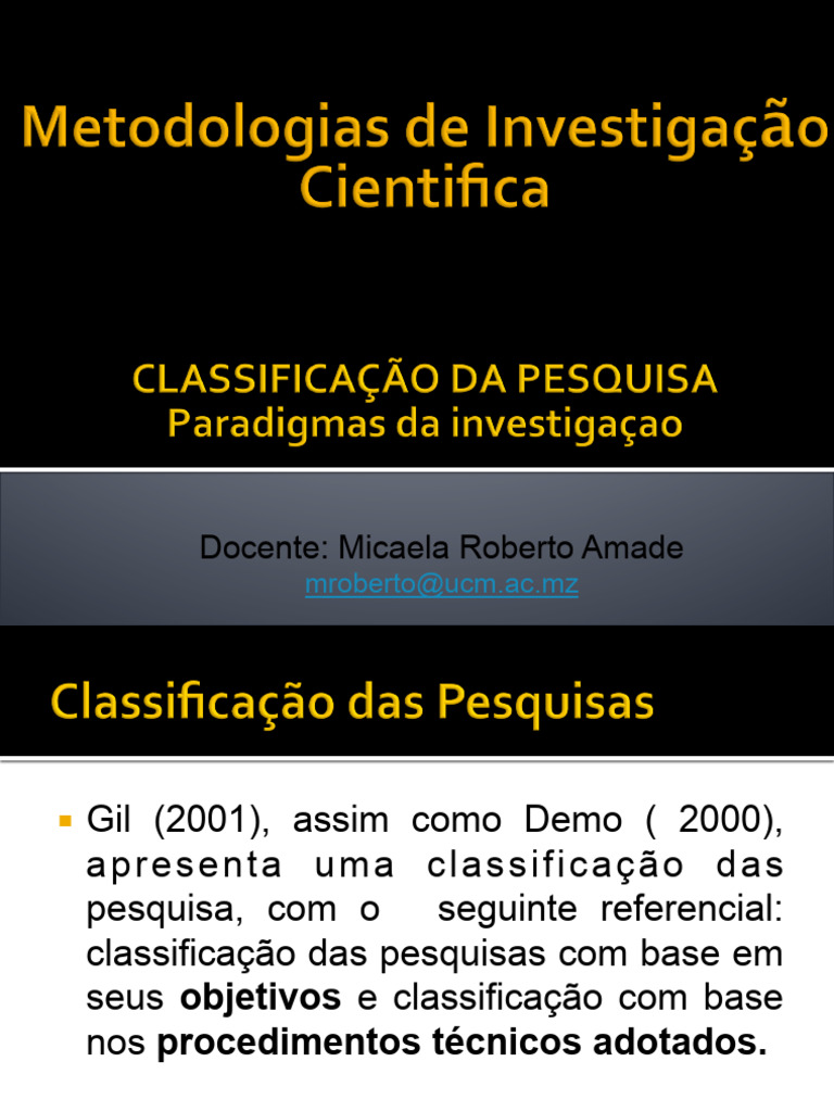 Classificação da Pesquisa Científica | PDF | Pesquisa qualitativa | Science