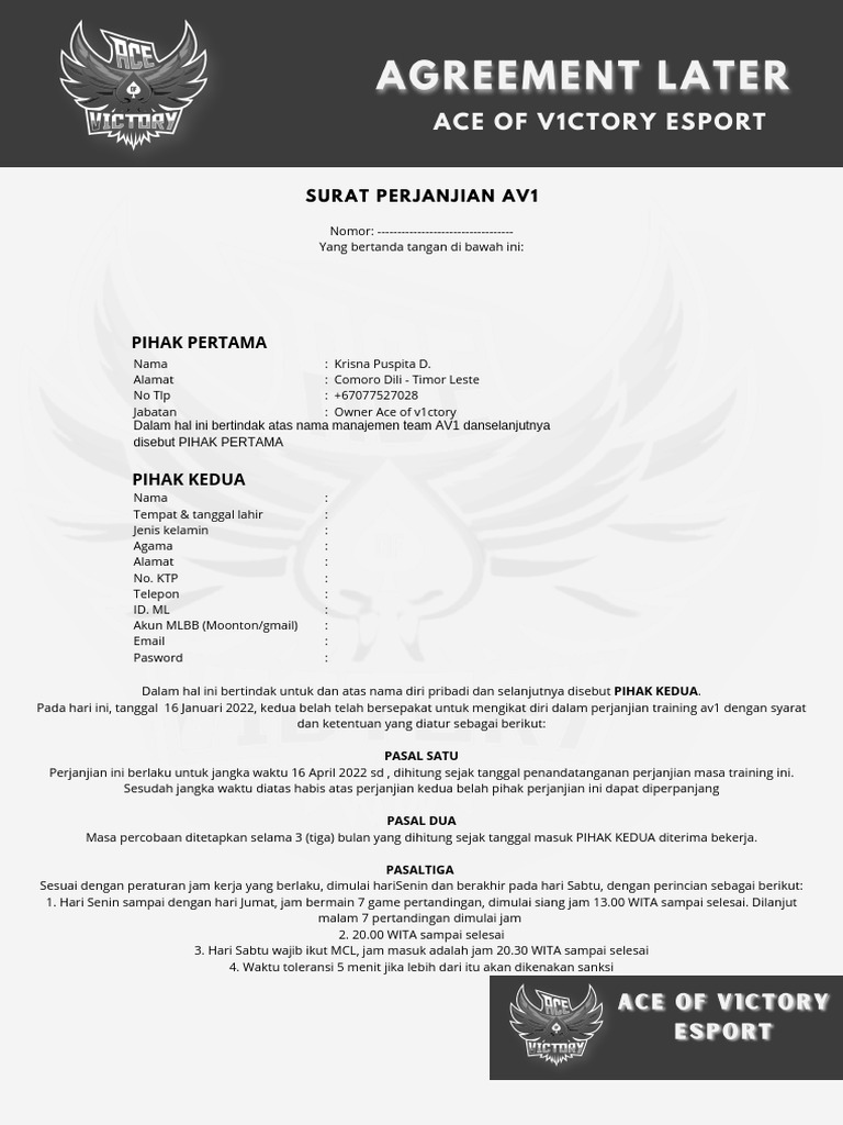 Surat Kontrak Av1 | PDF