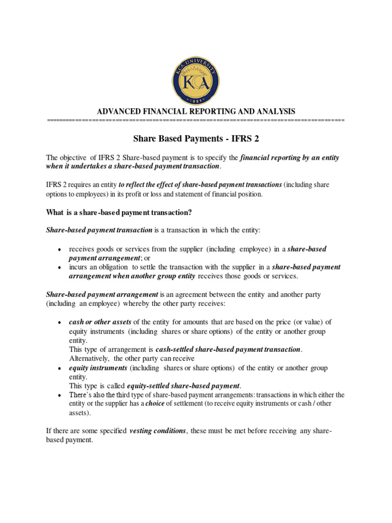 Share Based Payments - IfRS 2 | PDF | Fair Value | Debits And Credits