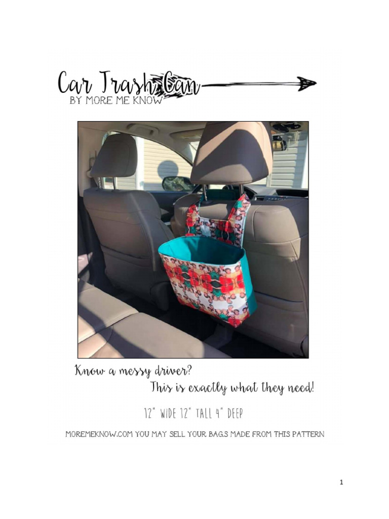 Car Trash Can Sewing Pattern | PDF | Seam (Sewing) | Sewing