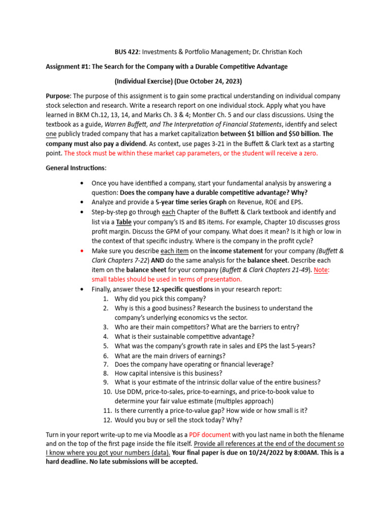 BUS 422 - Company Analysis - Assignment #1 | PDF | Business Economics ...