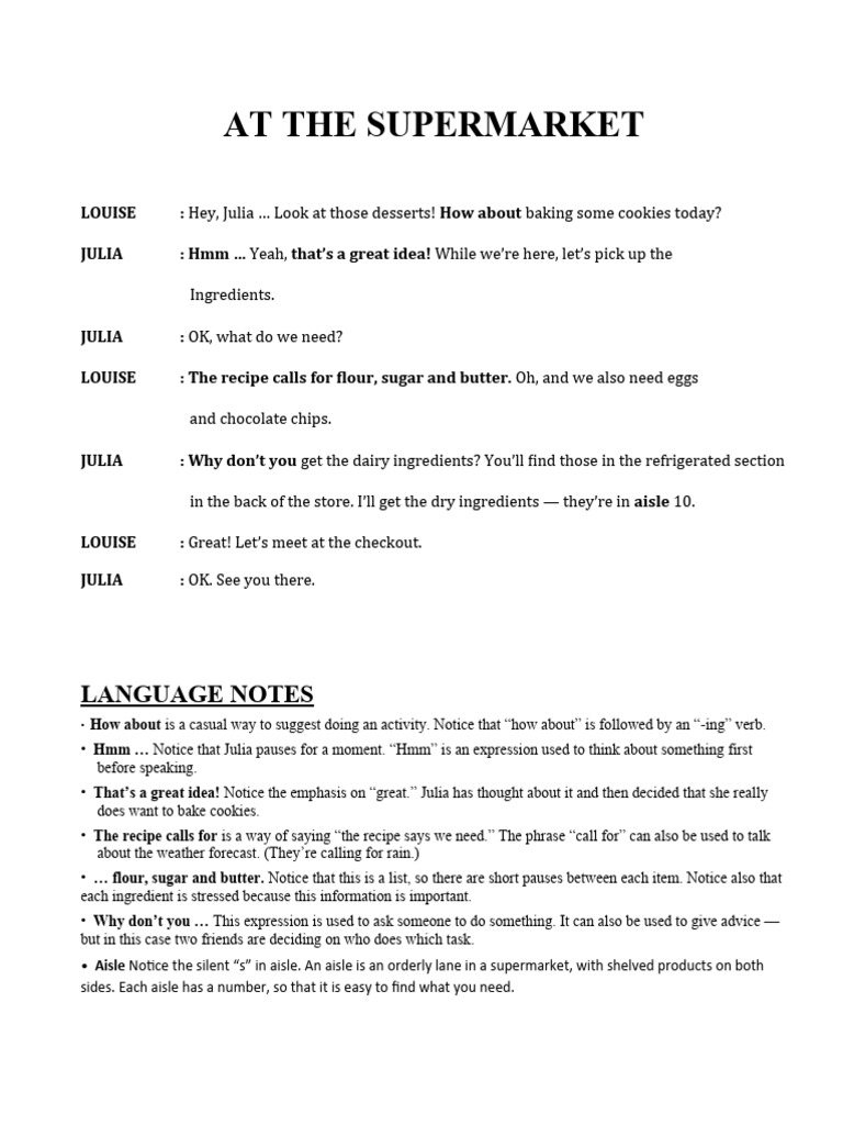 At The Supermarket | PDF | Self-Improvement