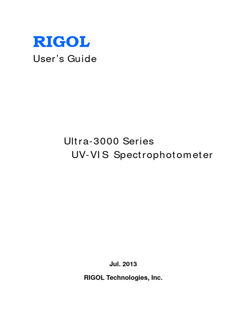 Manuale Ultra-3000 En | PDF | Absorbance | Ultraviolet–Visible Spectroscopy