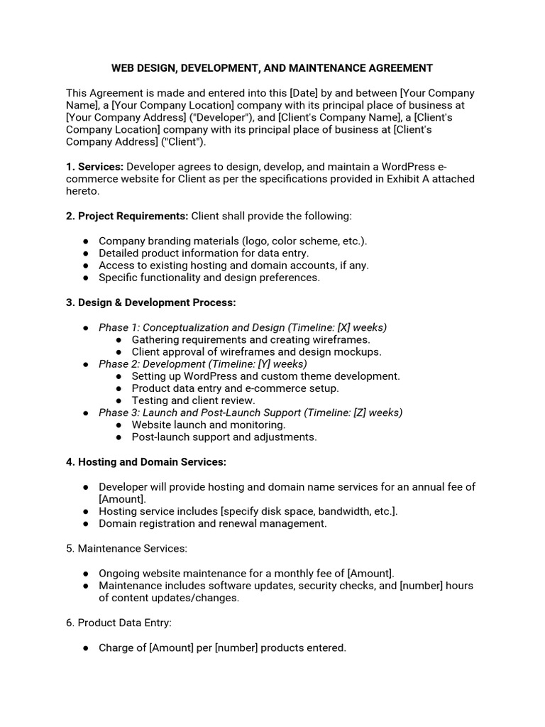 Web Design, Development, and Maintenance Agreement | PDF | Specification (Technical Standard ...