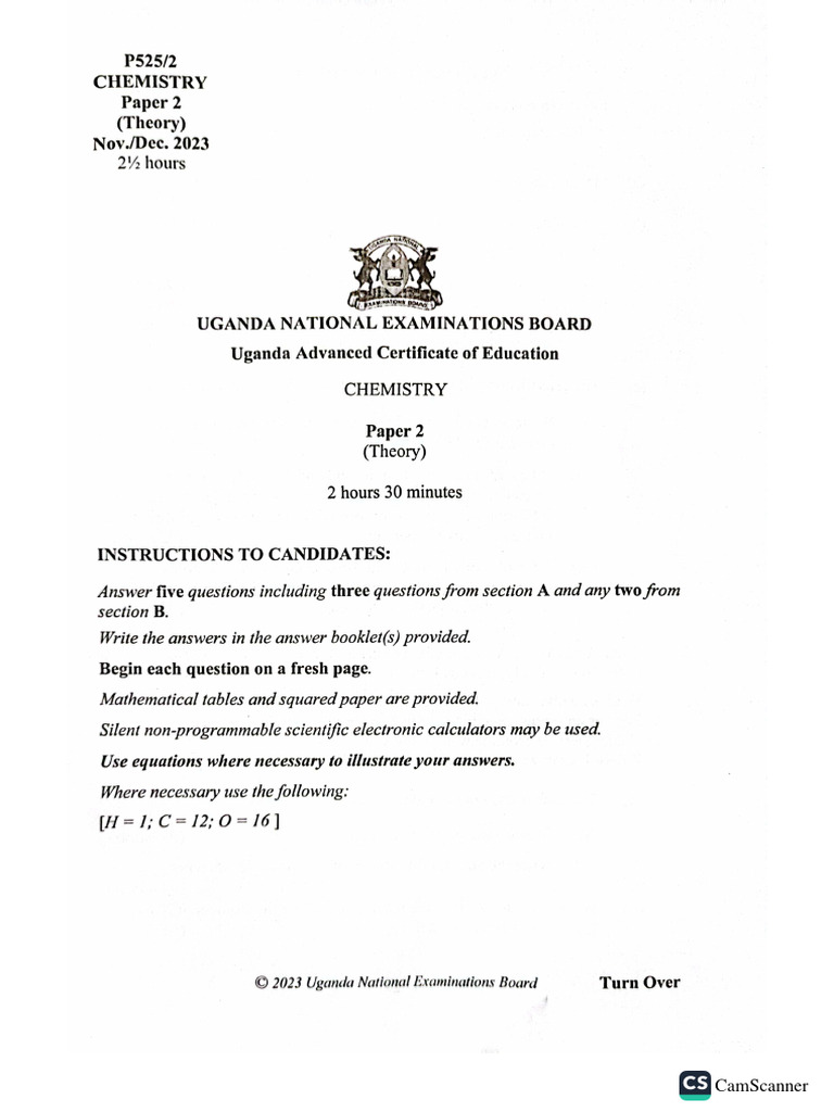 Uneb 2023 Chem 2-1 | PDF