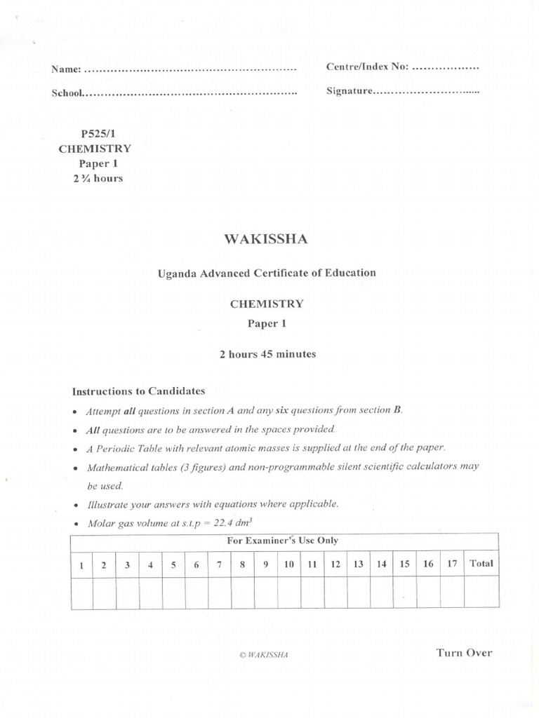 Set 37 Chemistry (Paper) 1 | PDF