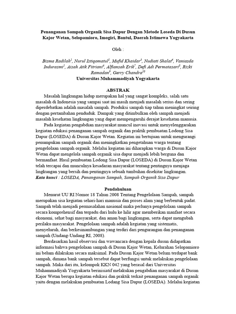 Penanganan Sampah Organik Sisa Dapur Dengan Metode | PDF | Teknologi ...