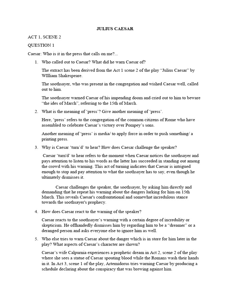 Julius Caesar Act 1, Scene 2-1 | PDF | Julius Caesar