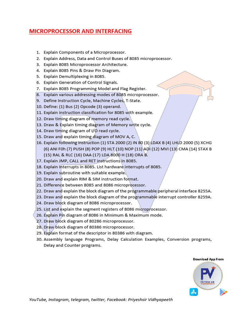 MICROPROCESSOR AND INTERFACING Sem 6 PSVD | PDF