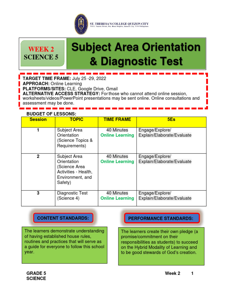 SCIENCE 5 LEARNING PLAN Week 2 | PDF | Educational Technology | Learning