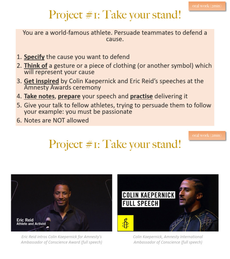 Project 1 - Take Your Stand! (EOC) | PDF