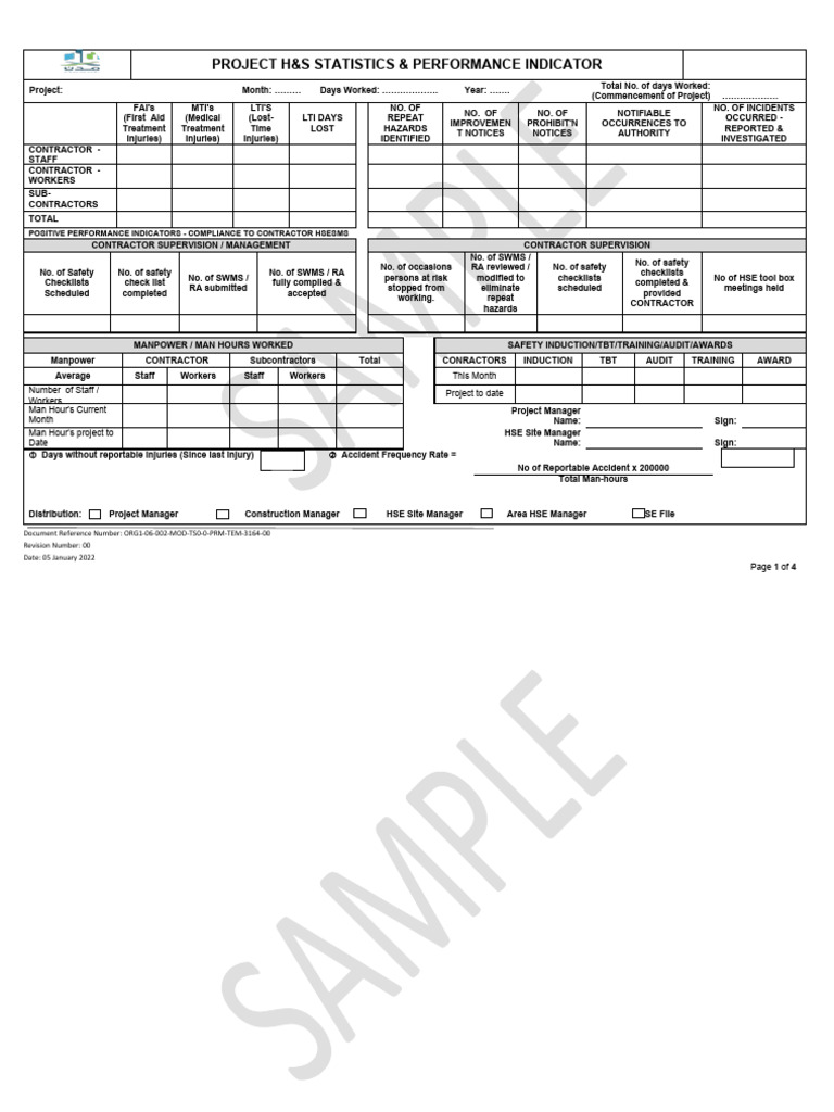 6 - Report - Statistics and Performance Indicator - OHS MOD R 14 | PDF ...