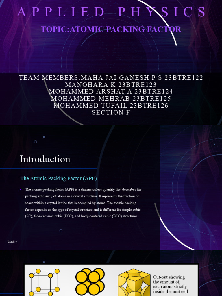 Atomic Packing Factor Basics | PDF | Crystal Structure | Materials Science