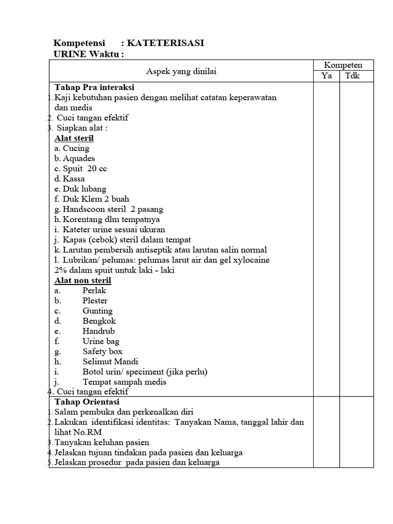 Cek List Kateter | PDF
