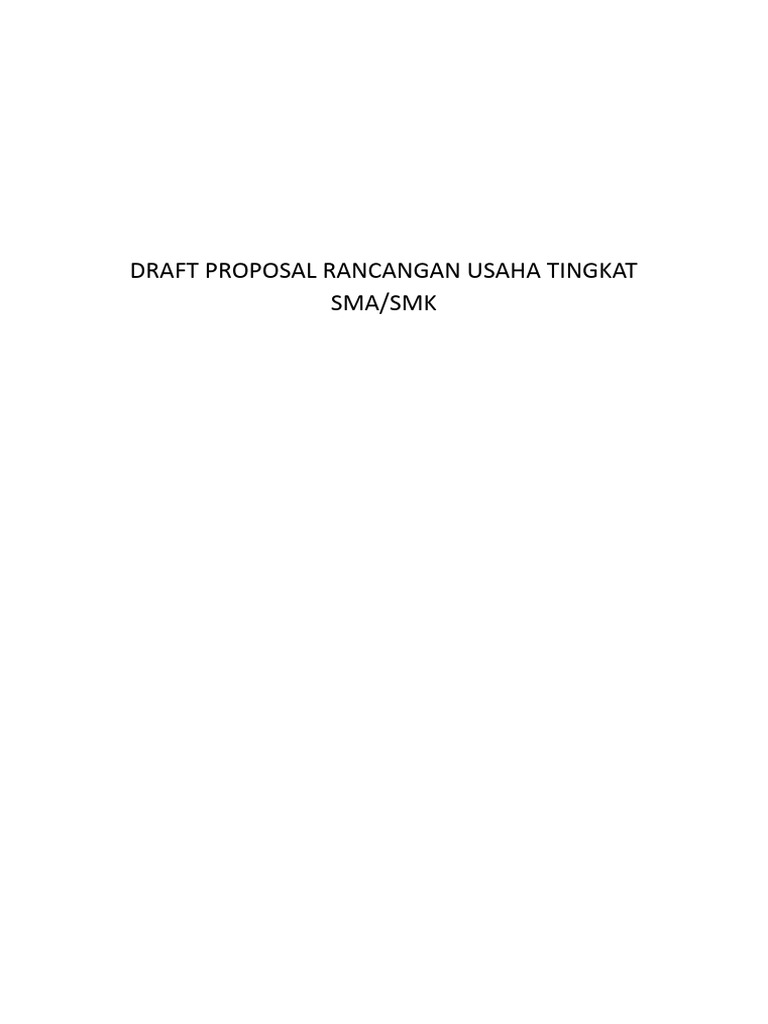 Proposal Rancangan Usaha Sanic | PDF