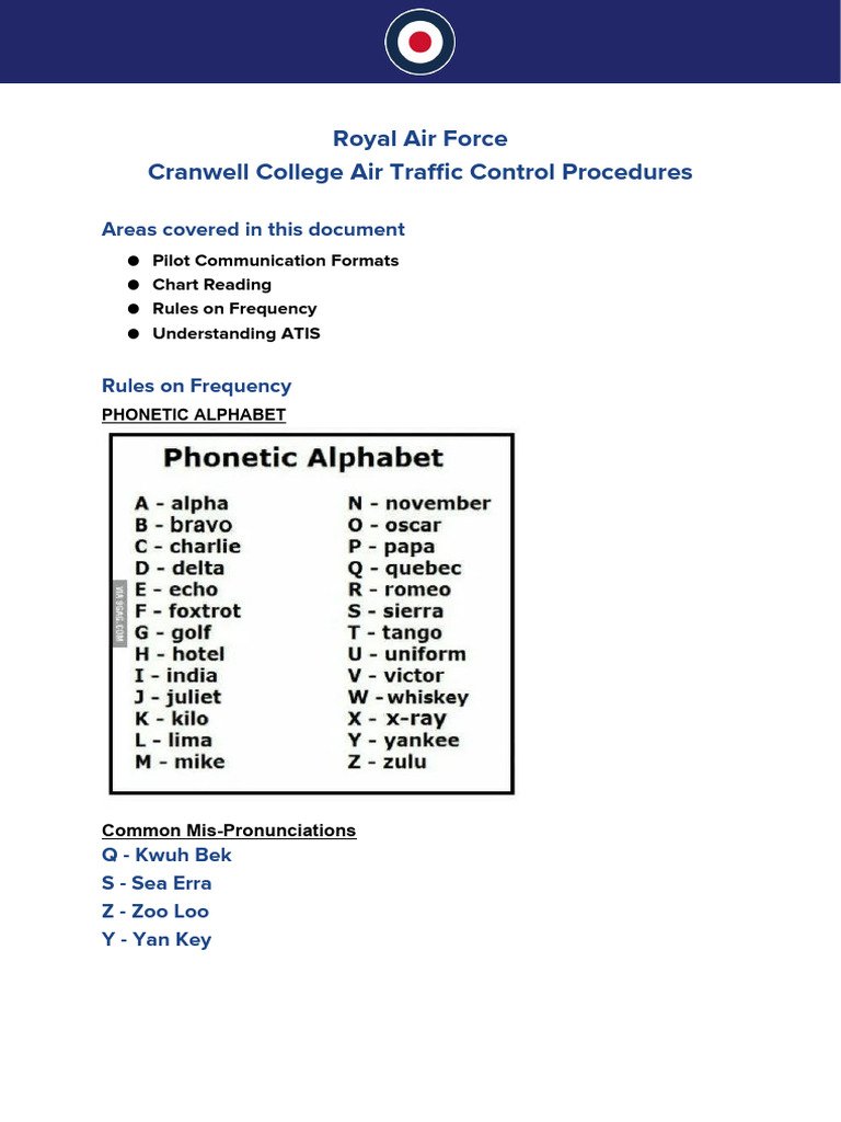 Cranwell College Air Traffic Control Procedures | PDF | Air Traffic ...