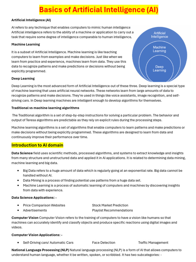 Basics of Artificial Intelligence (AI) | PDF | Artificial Intelligence ...
