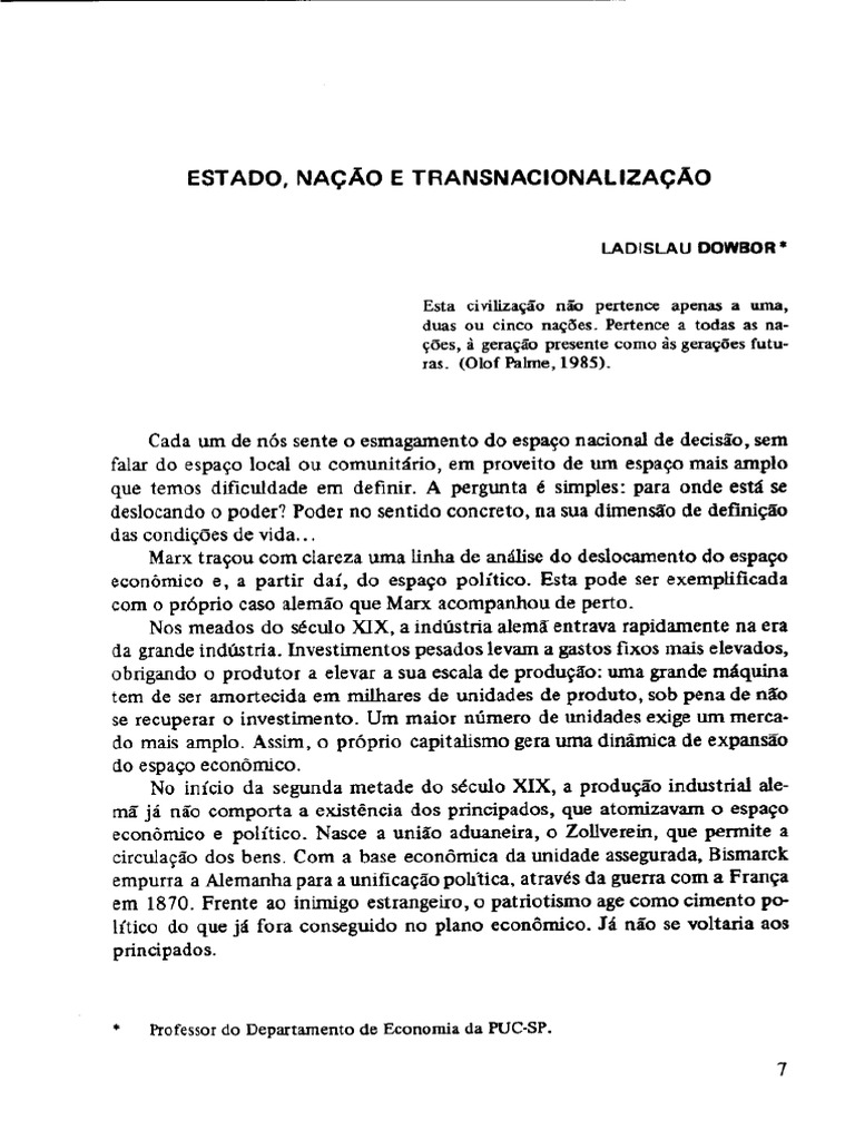 Estado, Nação e Transnacionalização | PDF Estado, Nação e Transnacionalização | PDF