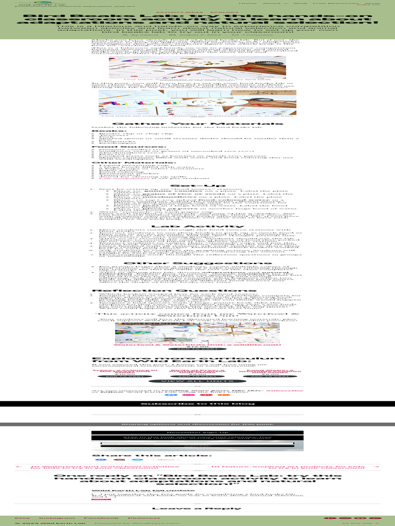 Bird Beaks Lab Competition and Adaptation Classroom Activity | PDF ...