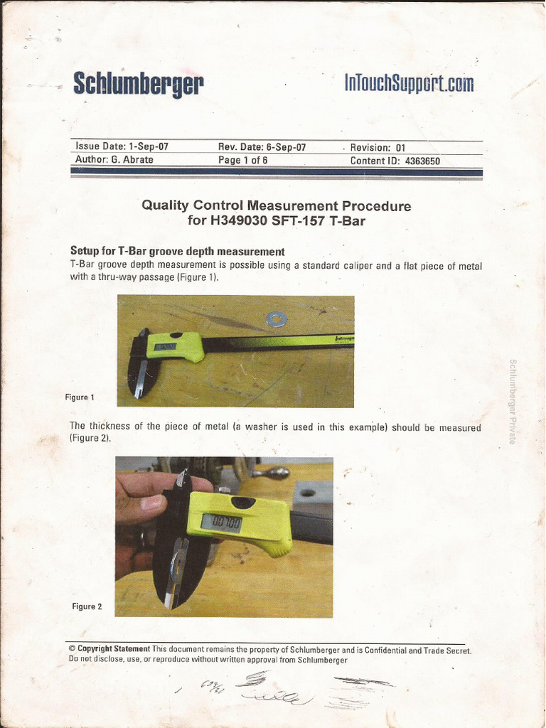 QC Measurement Procedure For H349030 SFT-157 T-Bar | PDF