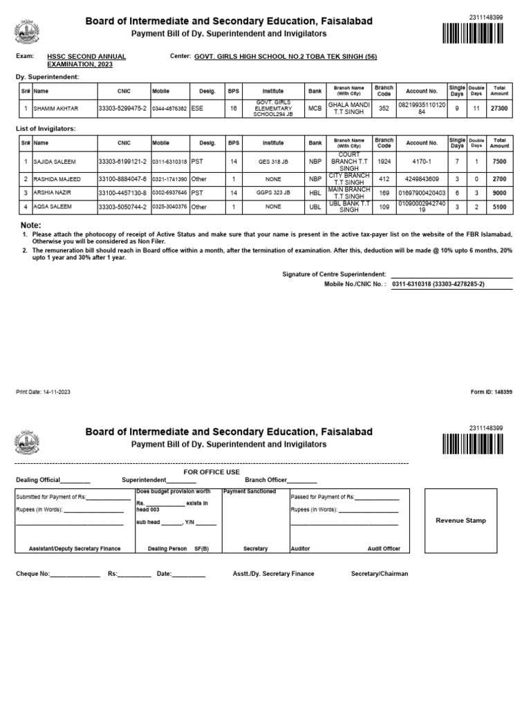 Dy Invig Report | PDF | Payments