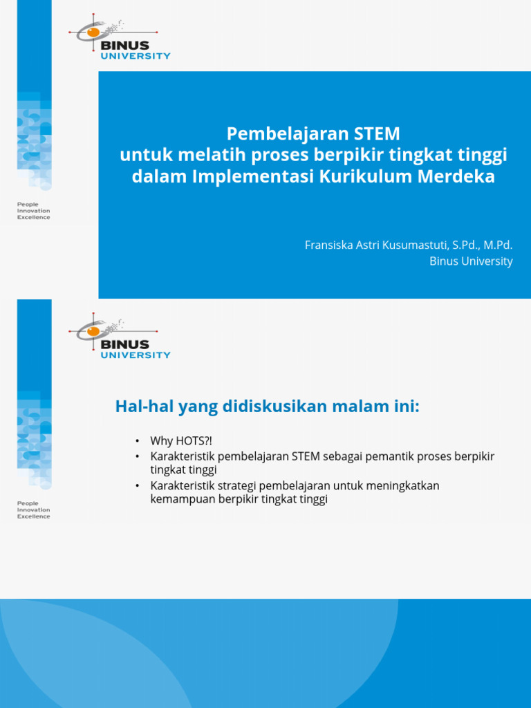 Pembelajaran STEM Untuk Melatih Proses Berpikir Tingkat Tinggi Dalam ...