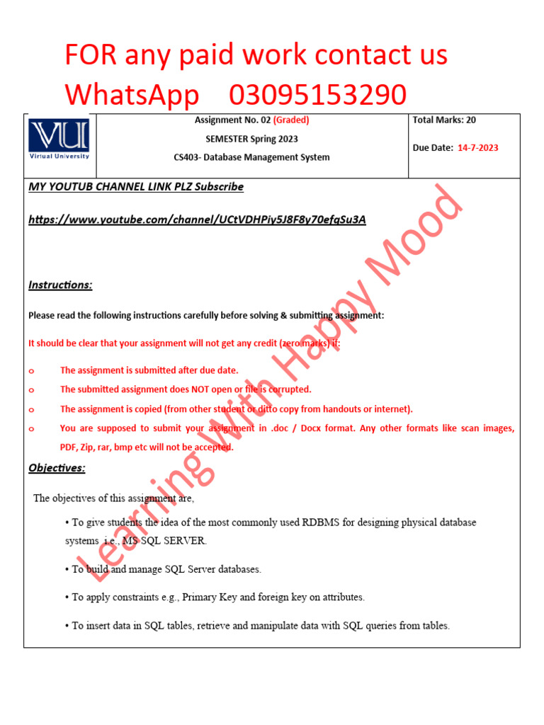 CS403 Solution Assignment 2 2023 by Learning With Happy Mood | PDF ... CS403 Solution Assignment 2 2023 by Learning With Happy Mood | PDF ...