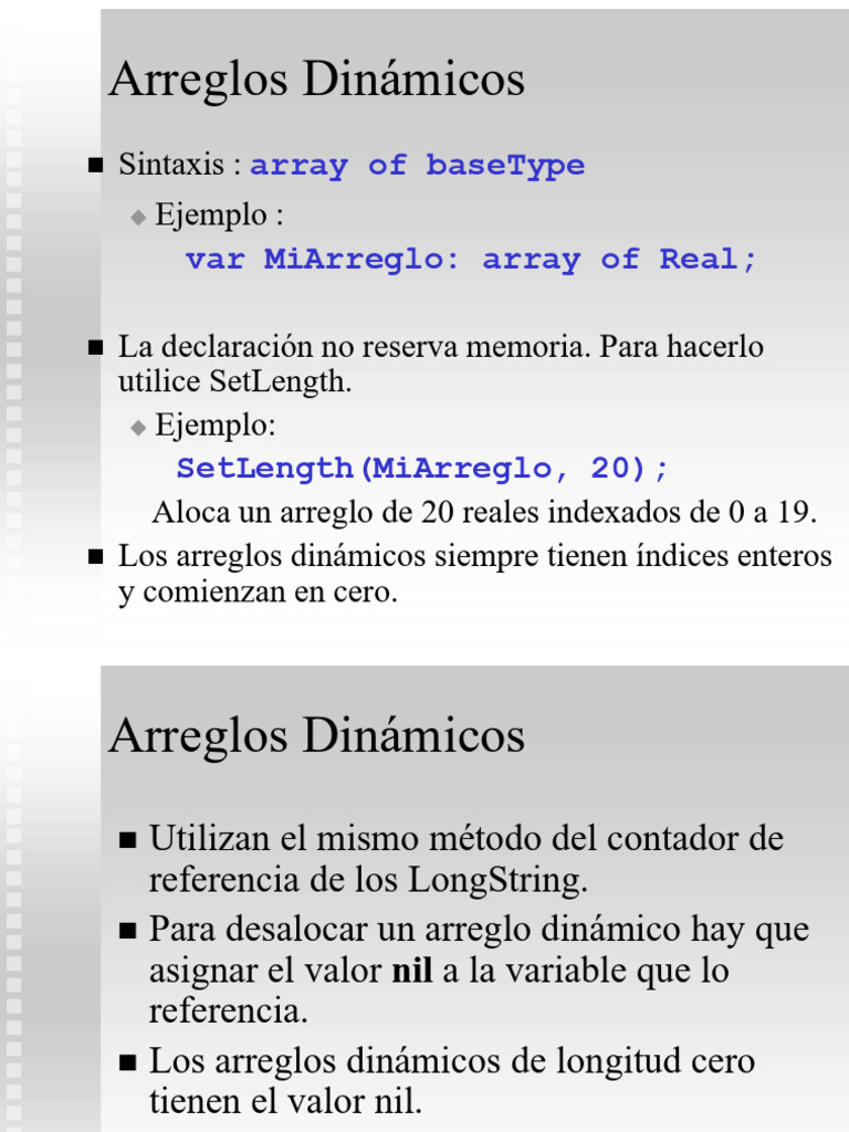 Arreglos Dinámicos en Delphi 16 | PDF | Programación de computadoras | Datos de computadora
