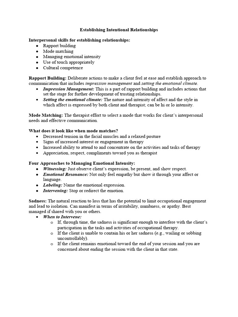 Establishing Intentional Relationships | PDF | Anxiety | Anger