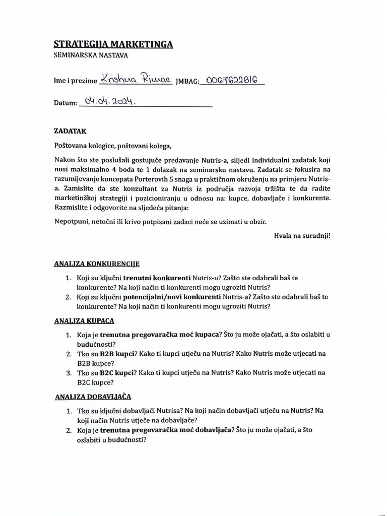 Strategija Marketinga - Nutris | PDF