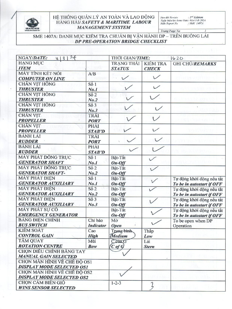 DP Pre-Operation Bridge Check List | PDF