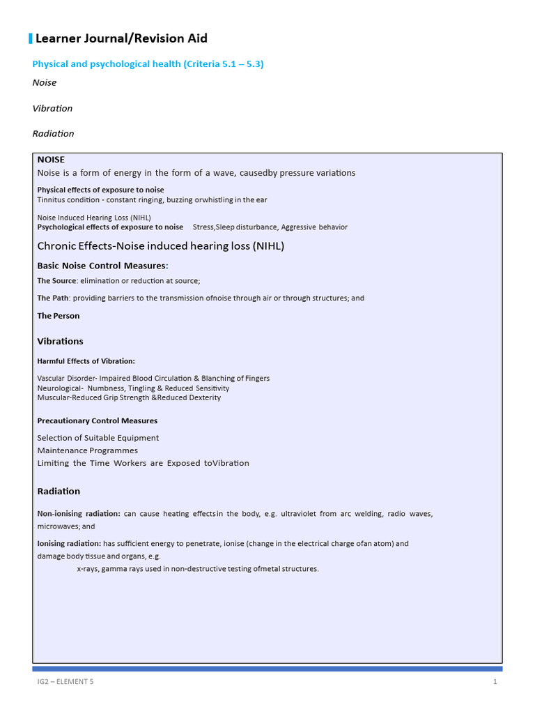 Element 5_Learner Journal | PDF | Noise | Radiation