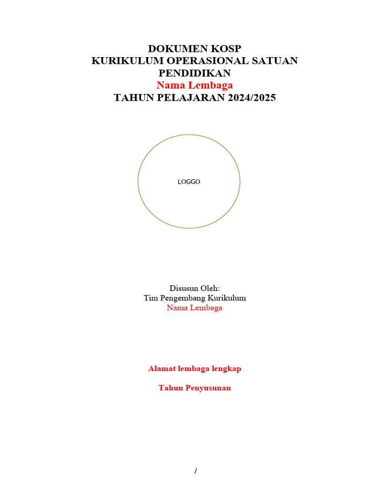 Contoh Format Kosp | PDF