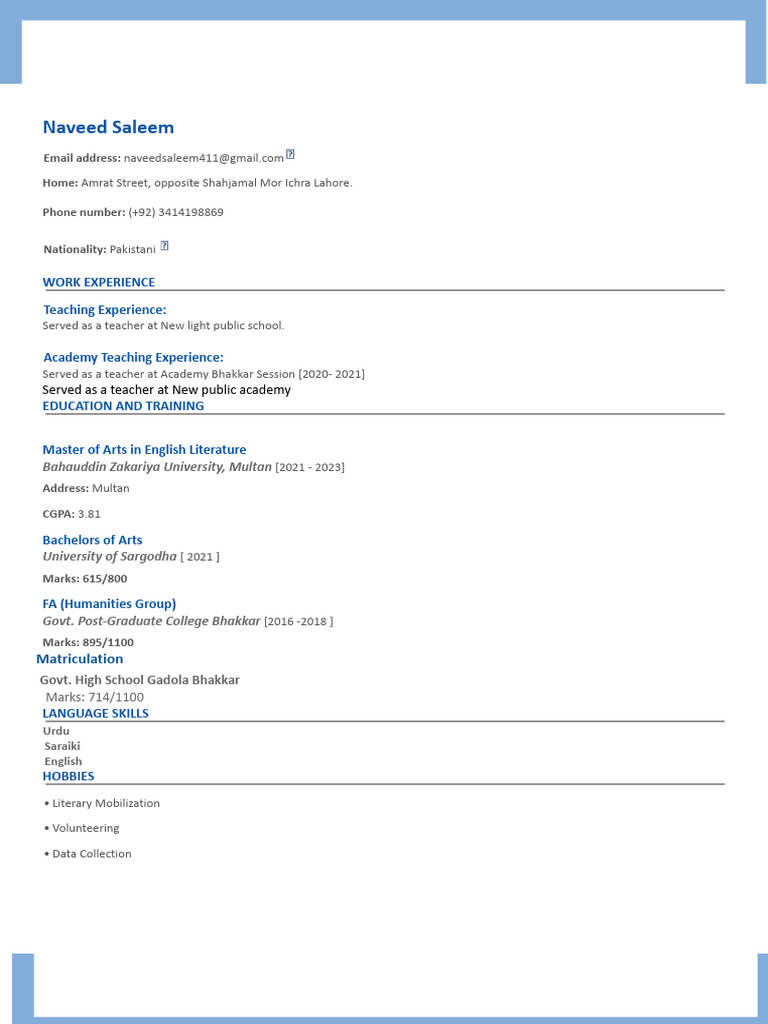 Naveed CV | PDF