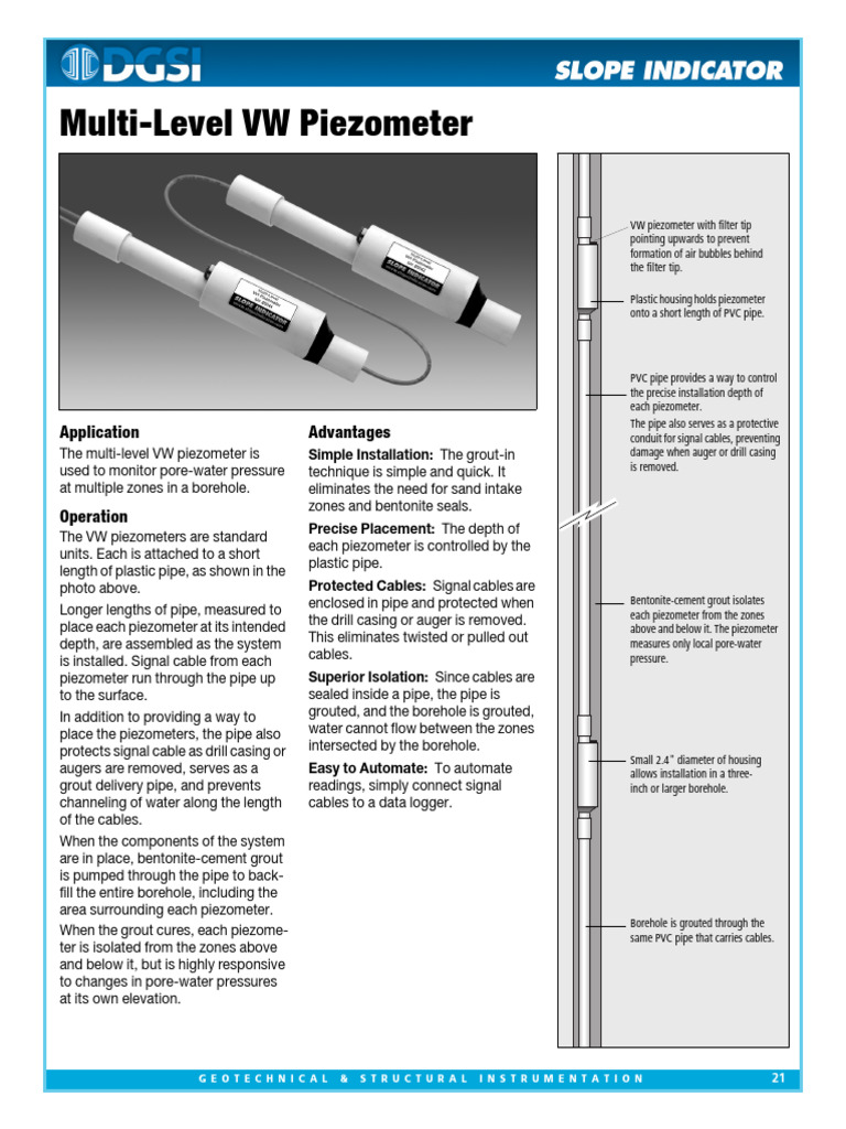 vw-multi-level-piezometer-datasheet | Download Free PDF | Pressure Measurement | Pipe (Fluid ...