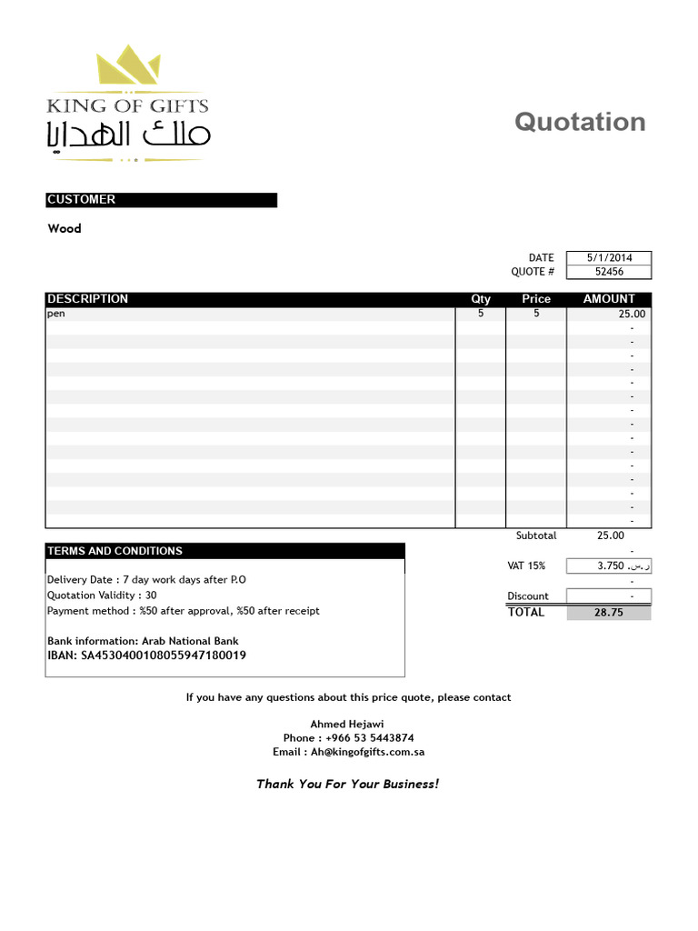 Quotation Wood Pen | PDF | Business | Payments