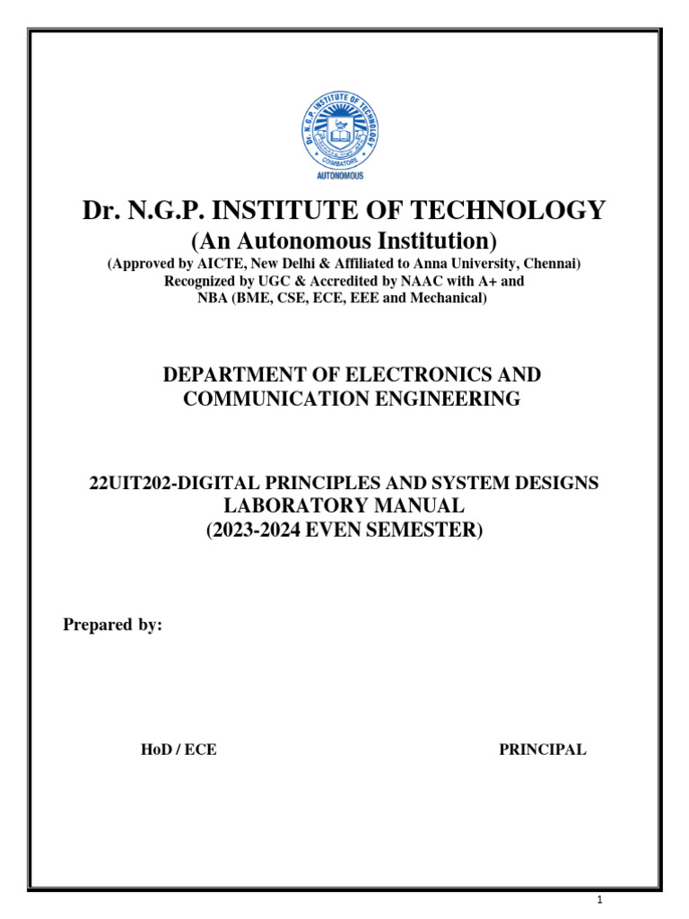 22UIT202 - DPSD Lab Manual Student | PDF | Logic Gate | Electronic Circuits