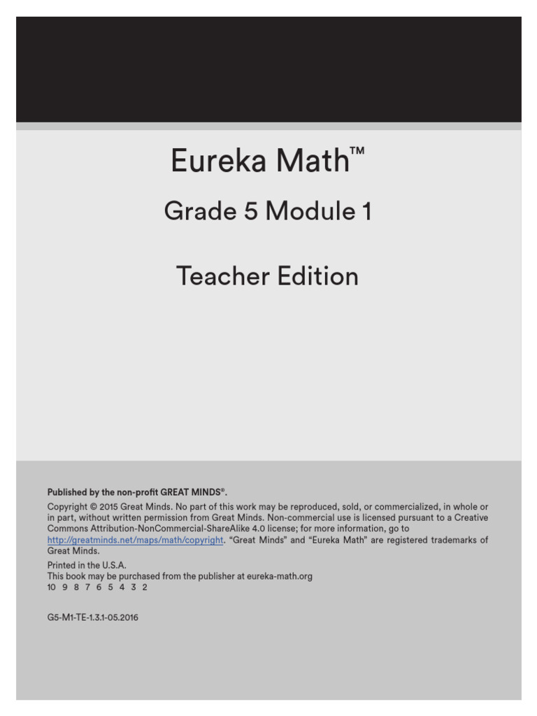 Euerka Grade 5 Module 1 Teacher Edition | PDF | Multiplication | Decimal