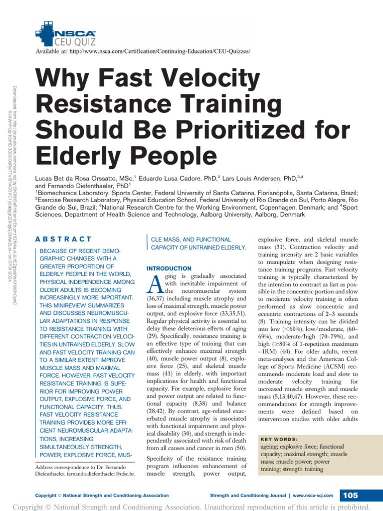 Why Fast Velocity Resistance Training Should Be.9 | PDF | Strength ...