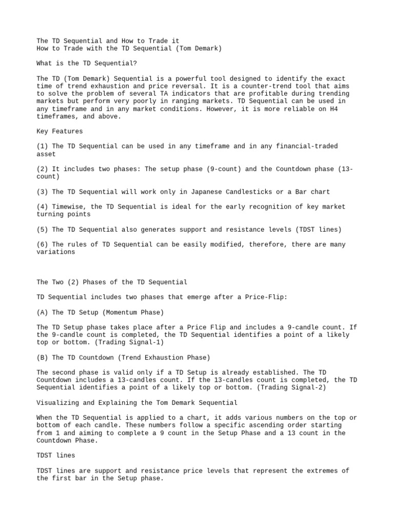 The TD Sequential and How to Trade | PDF | Market Trend | Technical Analysis
