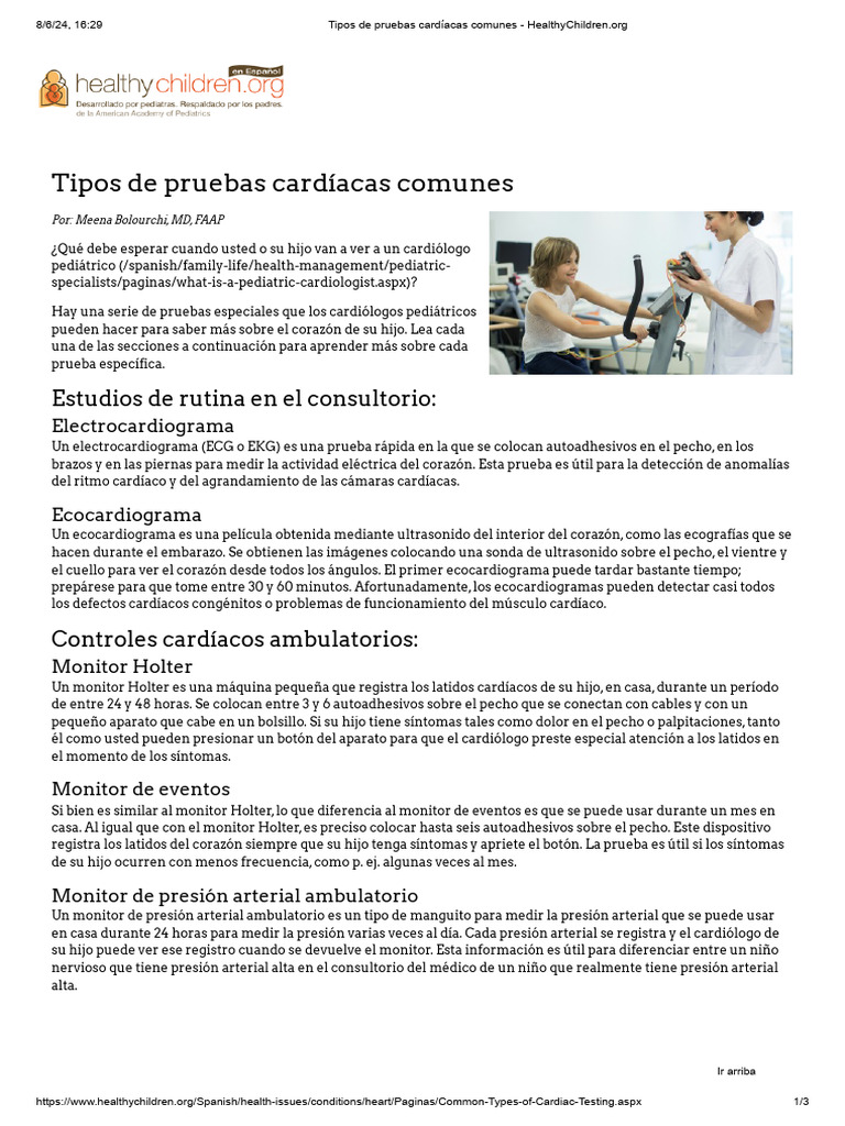Tipos de pruebas cardíacas comunes - HealthyChildren.org | Descargar ...