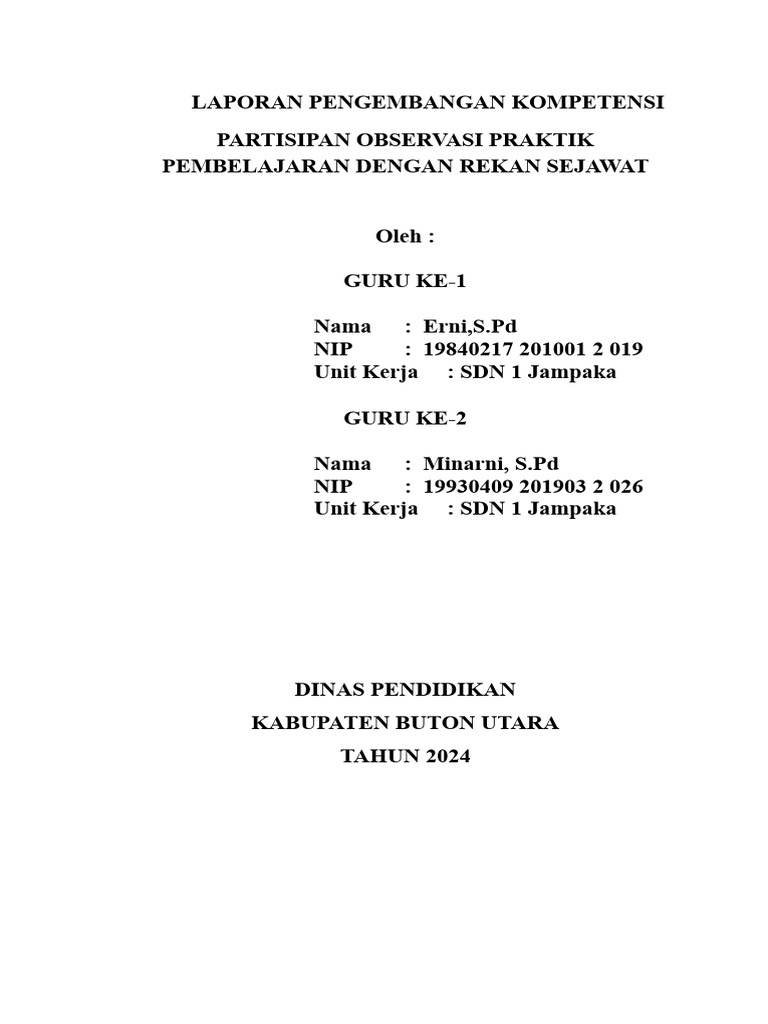 Laporan Rekan Sejawat Sebagai Pengamat | PDF Laporan Rekan Sejawat Sebagai Pengamat | PDF
