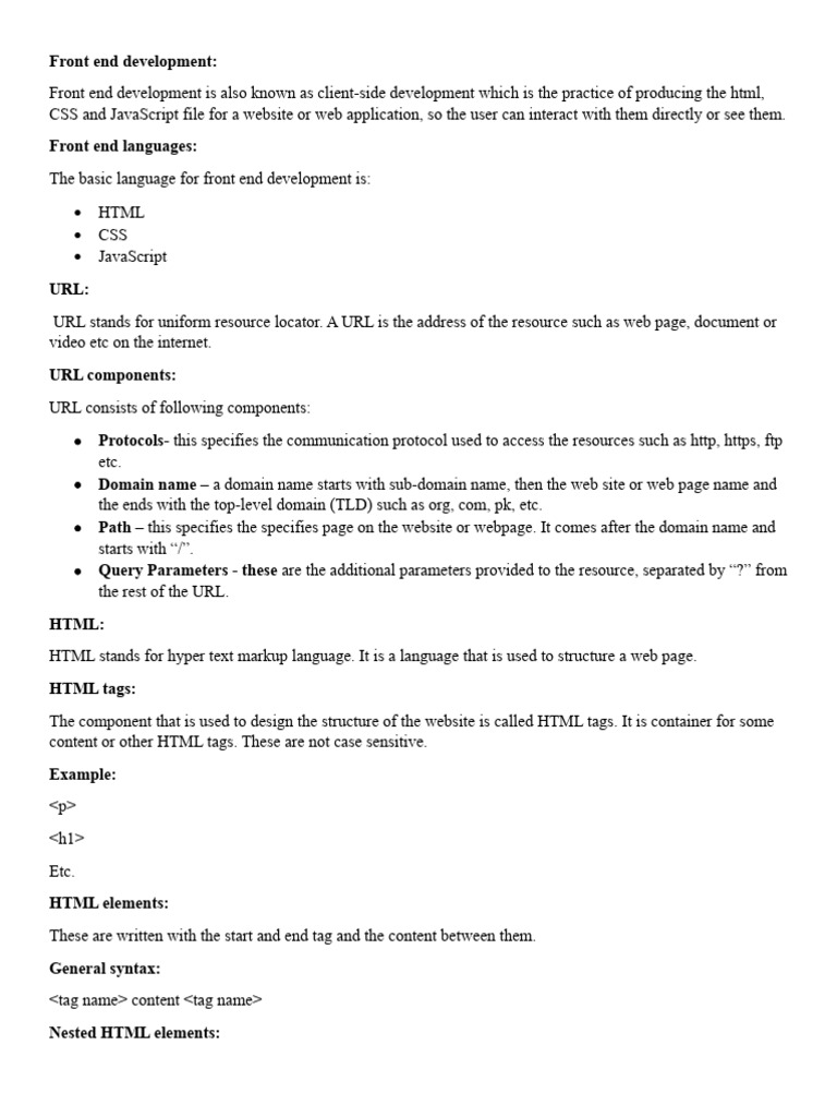 Front End Development Pdf Html Element Html 8540