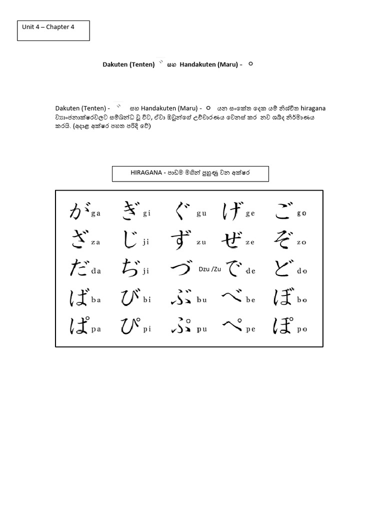 Unit 4 - Chapter 4 - Hiragana 1.0 | PDF Unit 4 - Chapter 4 - Hiragana 1.0 | PDF