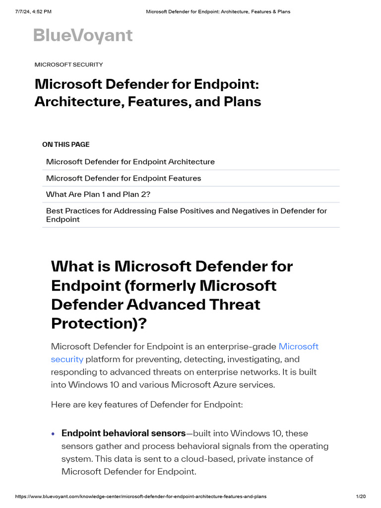 Microsoft Defender Endpoint Guide | PDF | Vulnerability (Computing ...