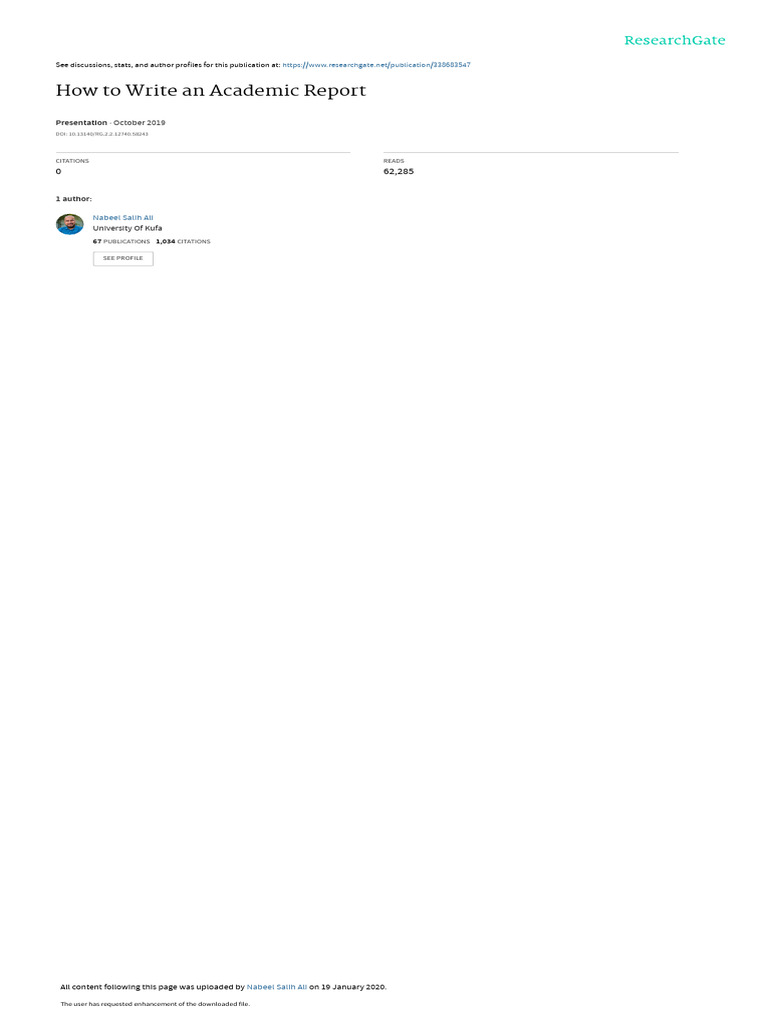 How To Write An Academic Report | PDF | Sampling (Statistics) | Information