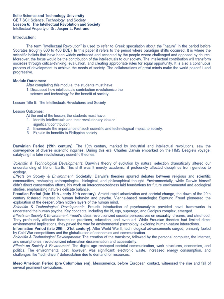 Lesson 6 - STS Intellectual Revolutions | PDF | Physics | Theory Of ...