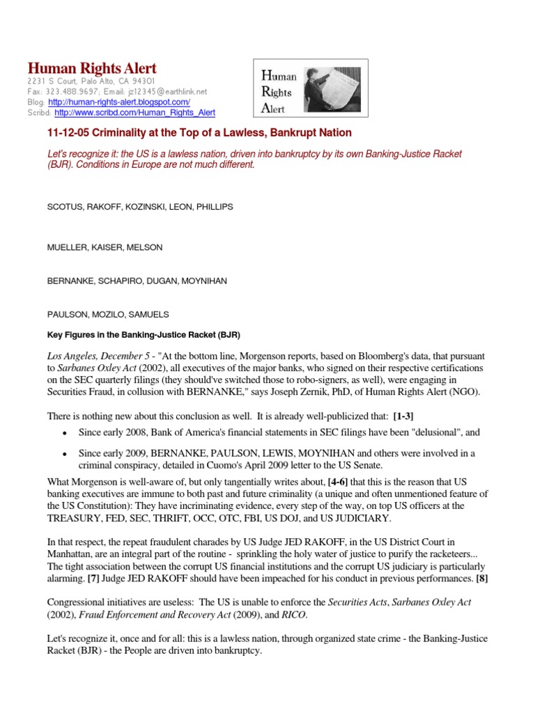11-12-05 Criminality at The Top of A Lawless, Bankrupt Nation | PDF ...