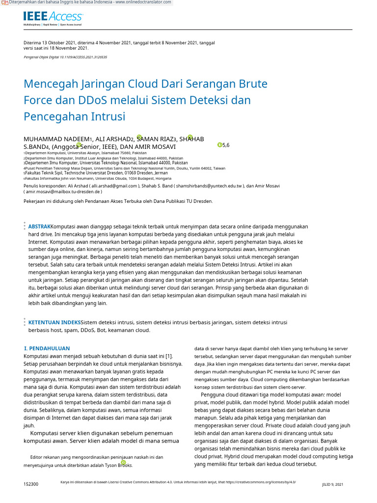 Intercept The Cloud Network From Brute Force and DDoS Attacks Via Intrusion Detection and ...