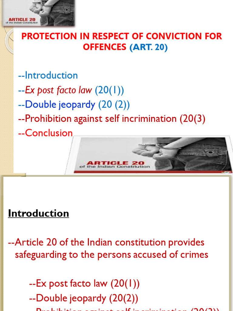 01 Article 20 Protection in Respect of Conviction For Offences | PDF ...